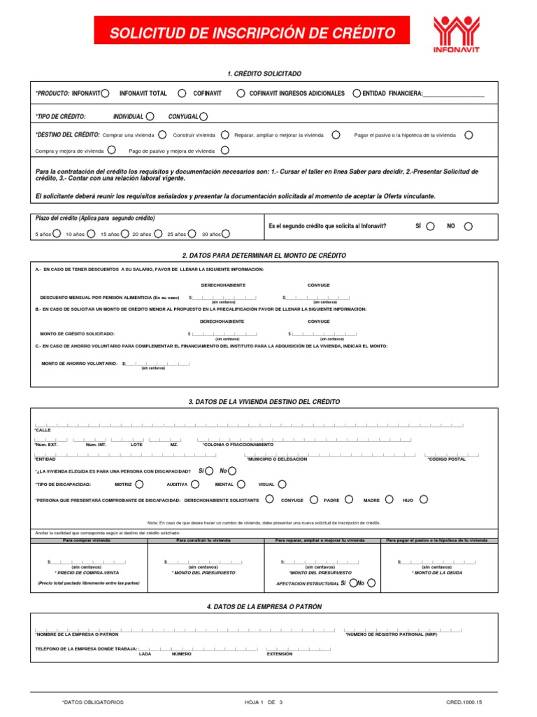 Solicitud de Credito Infonavit PDF | PDF | Crédito (finanzas) | Economias