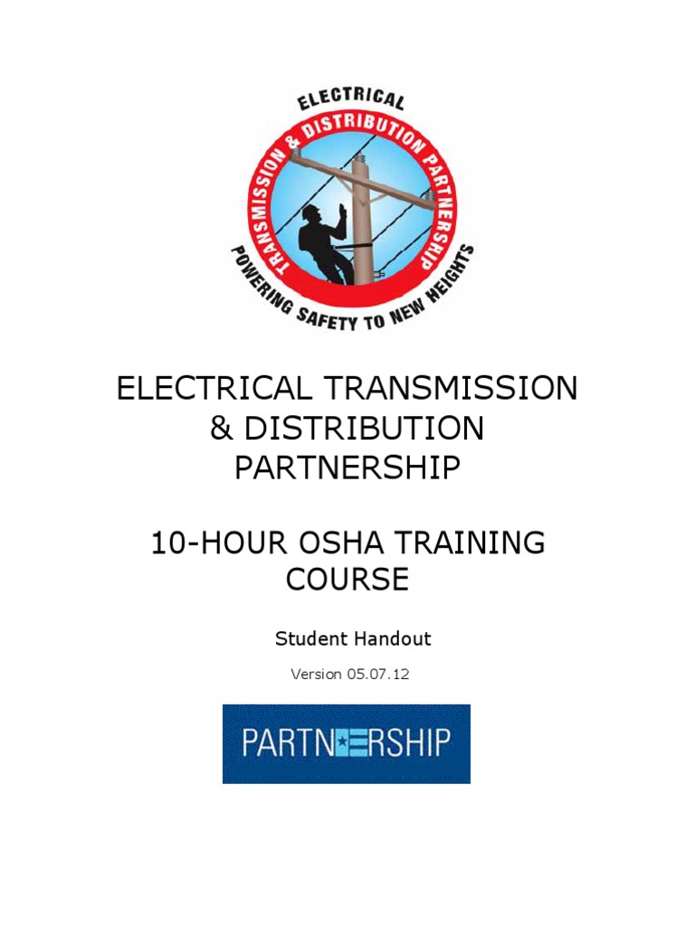 Electrical Transmission & Distribution Partnership: 10-Hour Osha ...