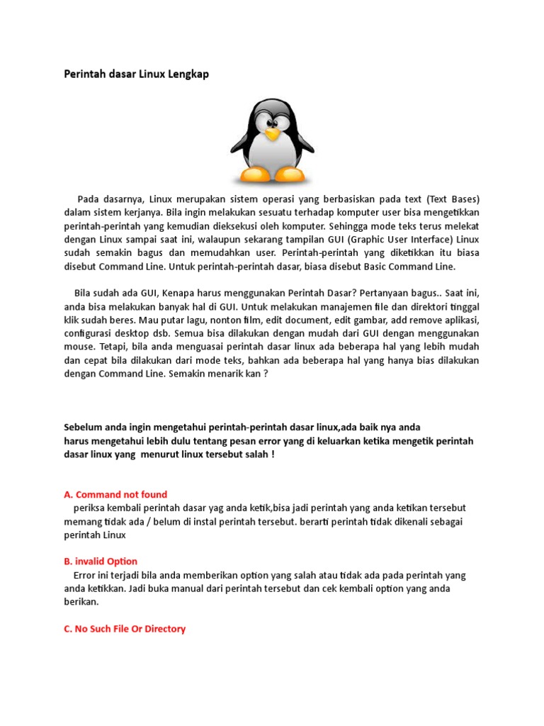 Perintah Dasar Linux Lengkap | PDF