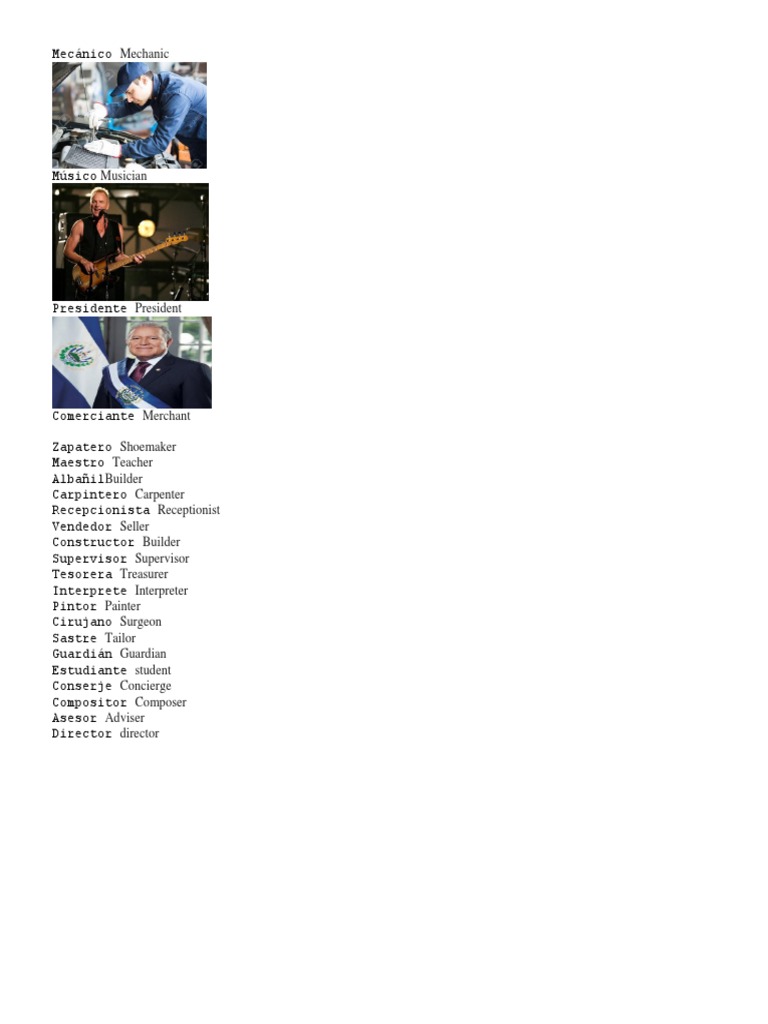 Profesiones y Oficios en Ingles | PDF