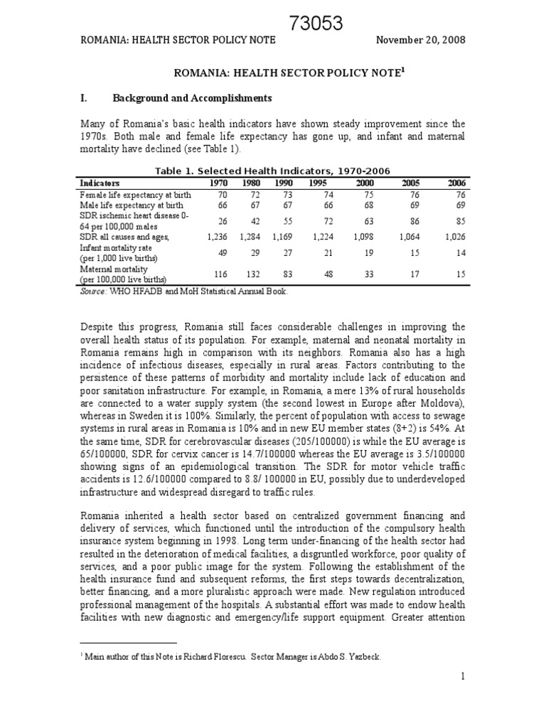 Overcoming Challenges in the Romanian Health System: Improving Equity ...