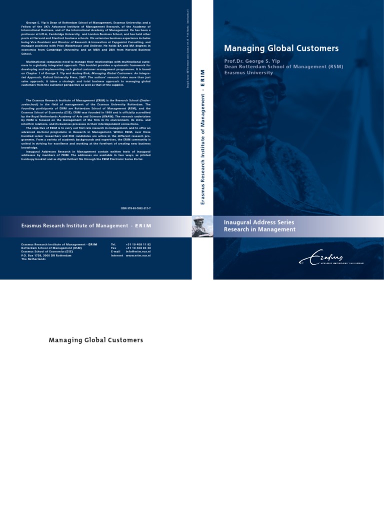 Managing Global Customers: Prof - Dr. George S. Yip Dean Rotterdam ...