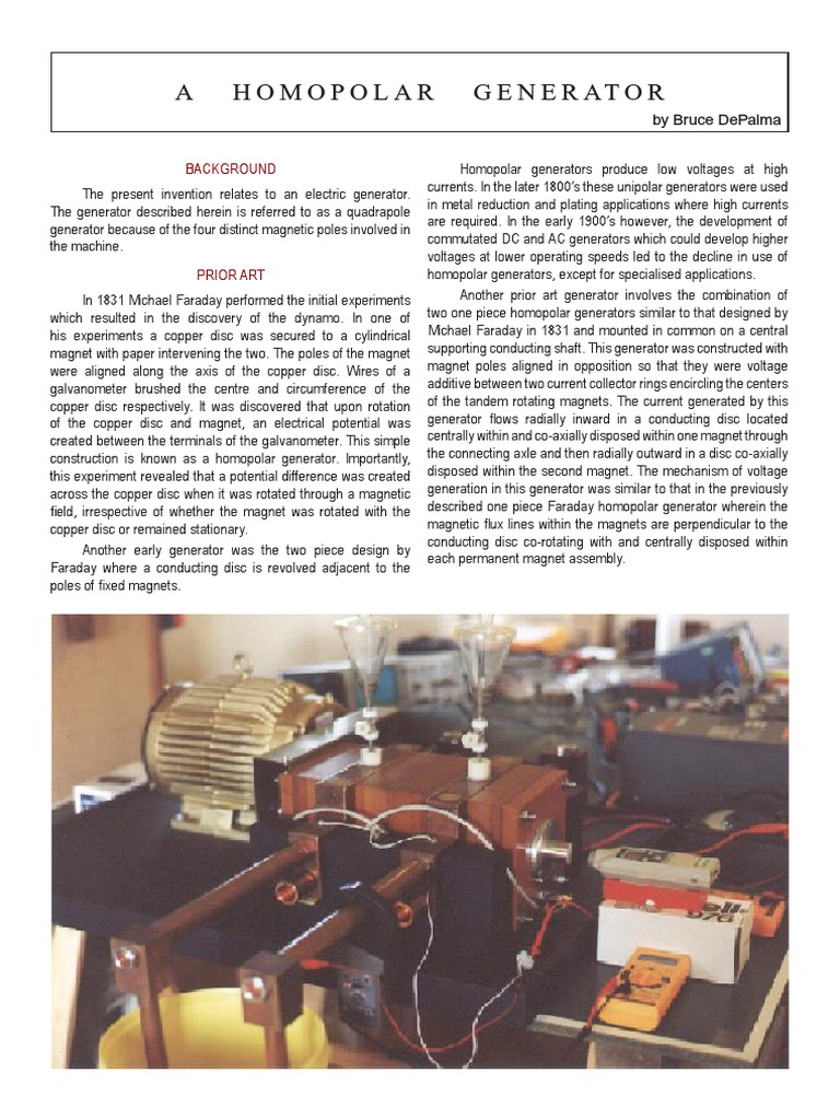 Quadrapole Homopolar Generator Design | PDF | Electric Generator ...