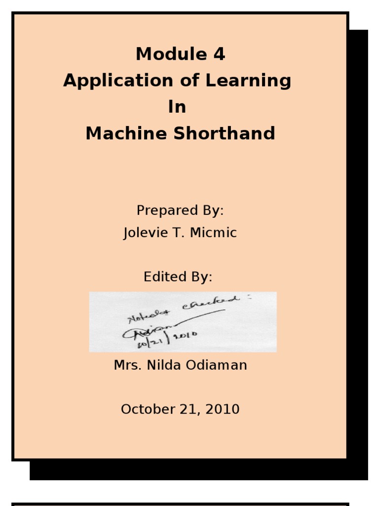 Module 4 Machine Shorthand | PDF | Shorthand | Verb