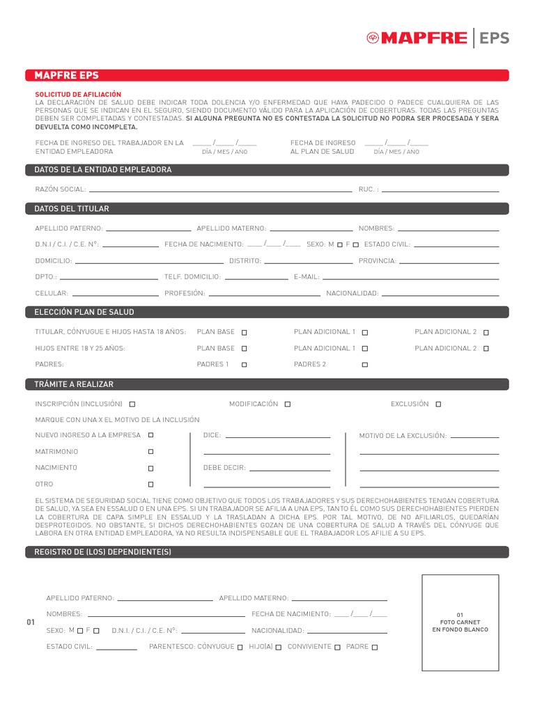 Solicitud de Afiliación EPS MAPFRE | PDF | Cáncer | Hospital