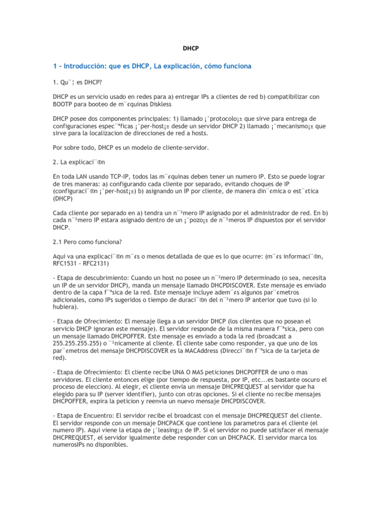 DHCP | PDF | Dirección IP | Arquitectura de internet