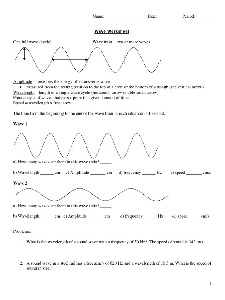 Waves Worksheet2 | PDF | Waves | Frequency