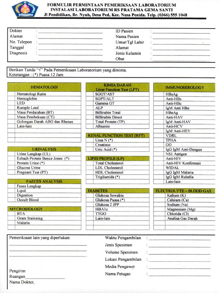 Form Pengantar LAB | PDF