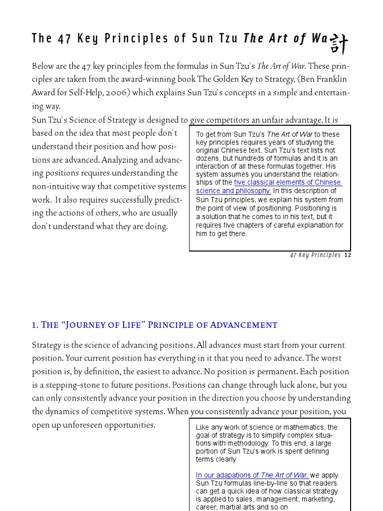 The 47 Key Principles of Sun Tzu The Art of War: Five Classical ...