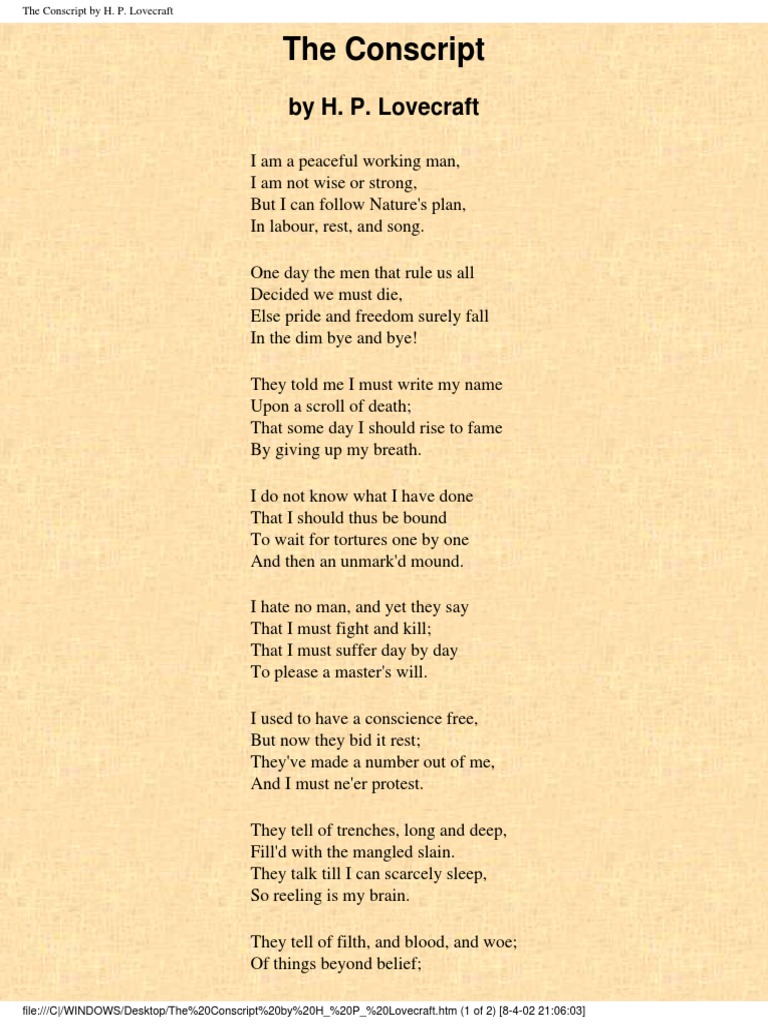 H. P. Lovecraft - The Conscript | PDF