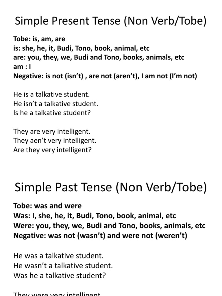 Simple Present Tense (Non Verb/Tobe) | Download Free PDF | Grammatical ...