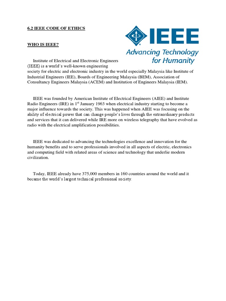 IEEE Code of Ethics | PDF