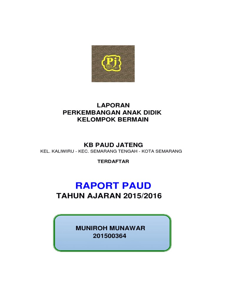 Contoh Raport Paud | PDF