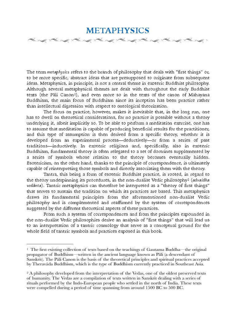 Metaphysics | PDF | Vajrayana | Absolute (Philosophy)