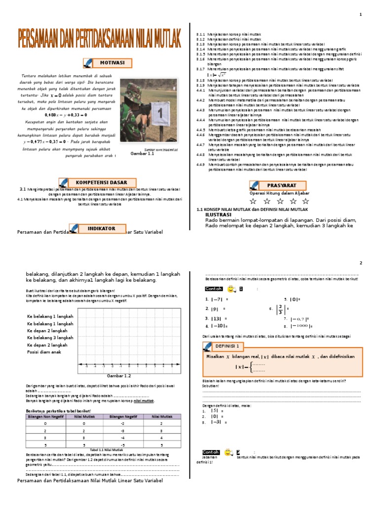 LKS Persamaan Dan Pertidaksamaan Nilai Mutlak | PDF