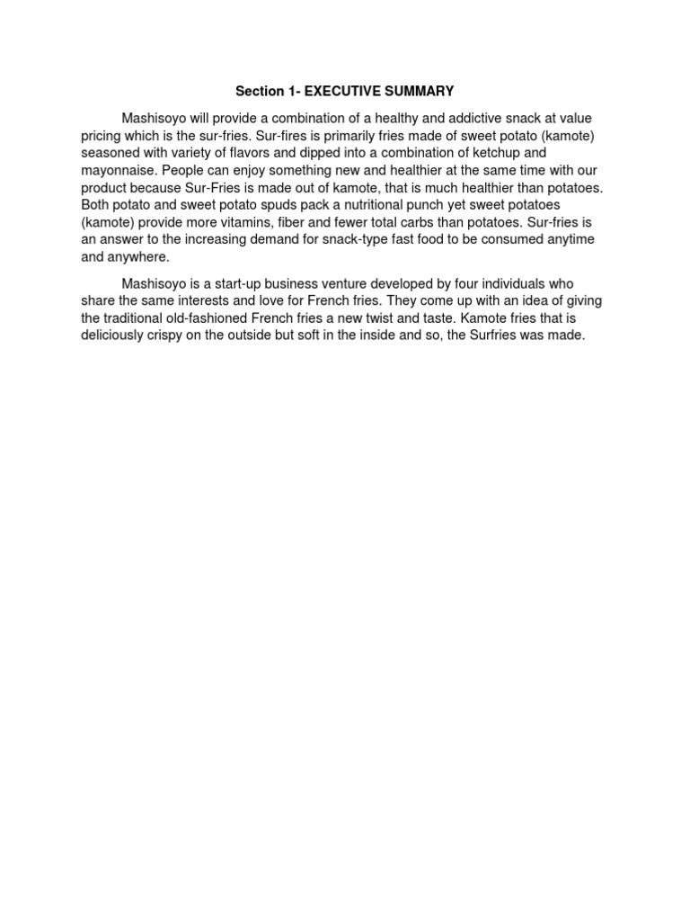 Production Plan Example | PDF | French Fries | Sweet Potato