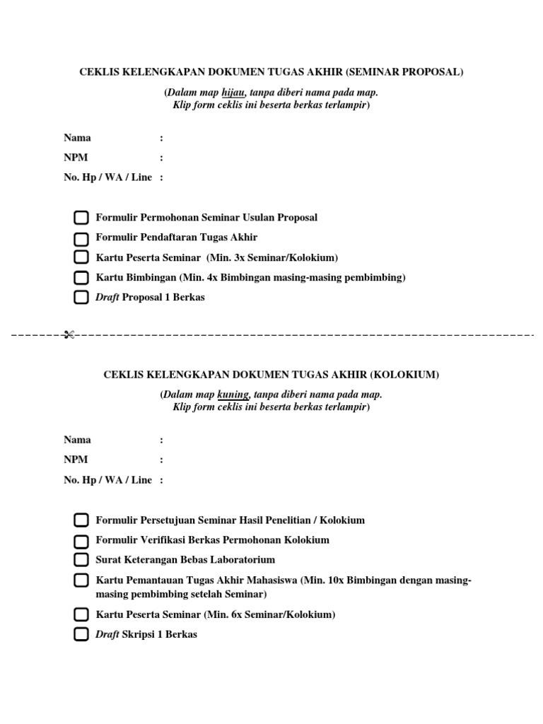 Formulir Ceklis Tugas Akhir | PDF
