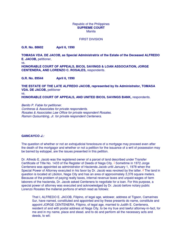 The Supreme Court Rules on Issues Regarding Extrajudicial Foreclosure ...