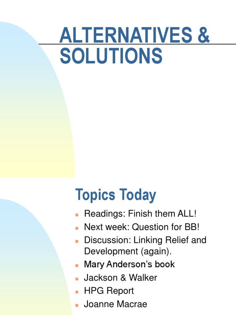 Alternatives & Solutions | PDF | Cognitive Science | Behavioural Sciences