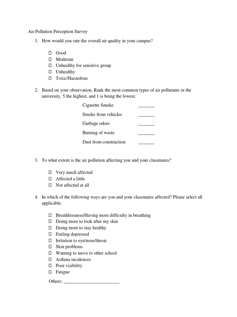 Air Pollution Perception Survey | PDF | Air Pollution | Smoke