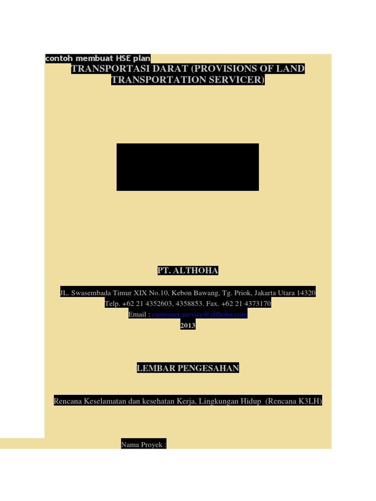 Contoh Membuat HSE Plan | PDF