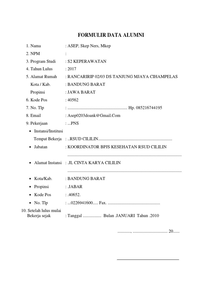 Formulir Data Alumni | PDF