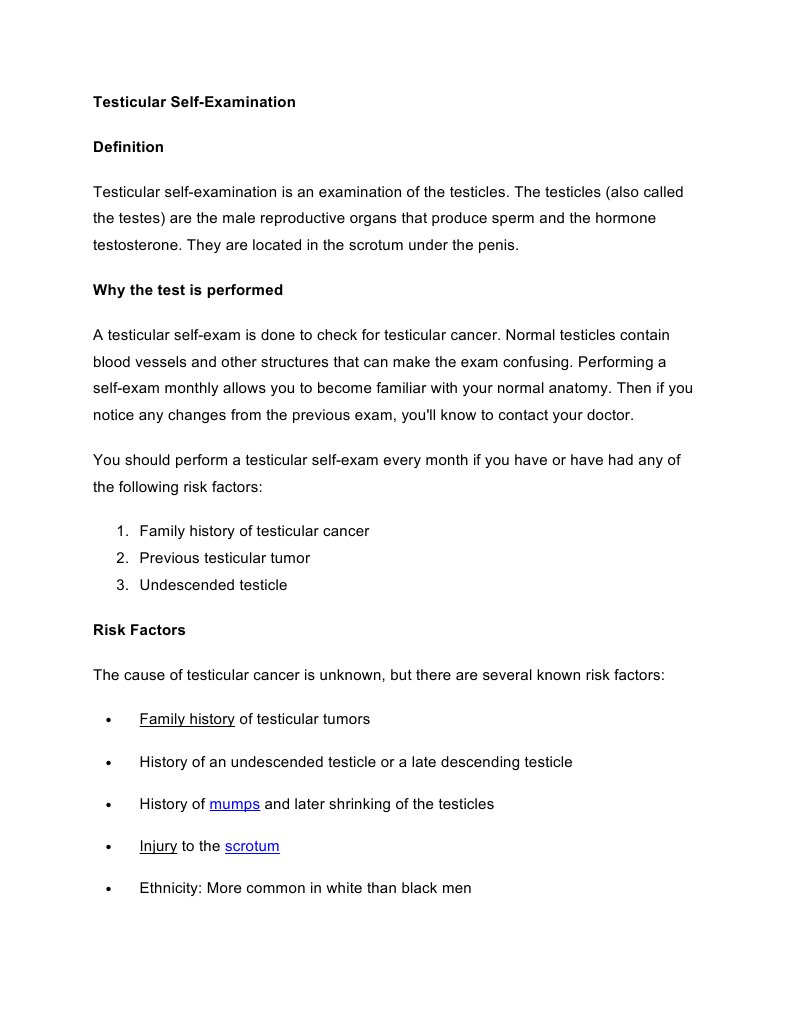 Testicular Self-Examination Guide | PDF