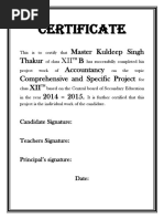 Certificate and Acknowledgement Class 12th Project | PDF