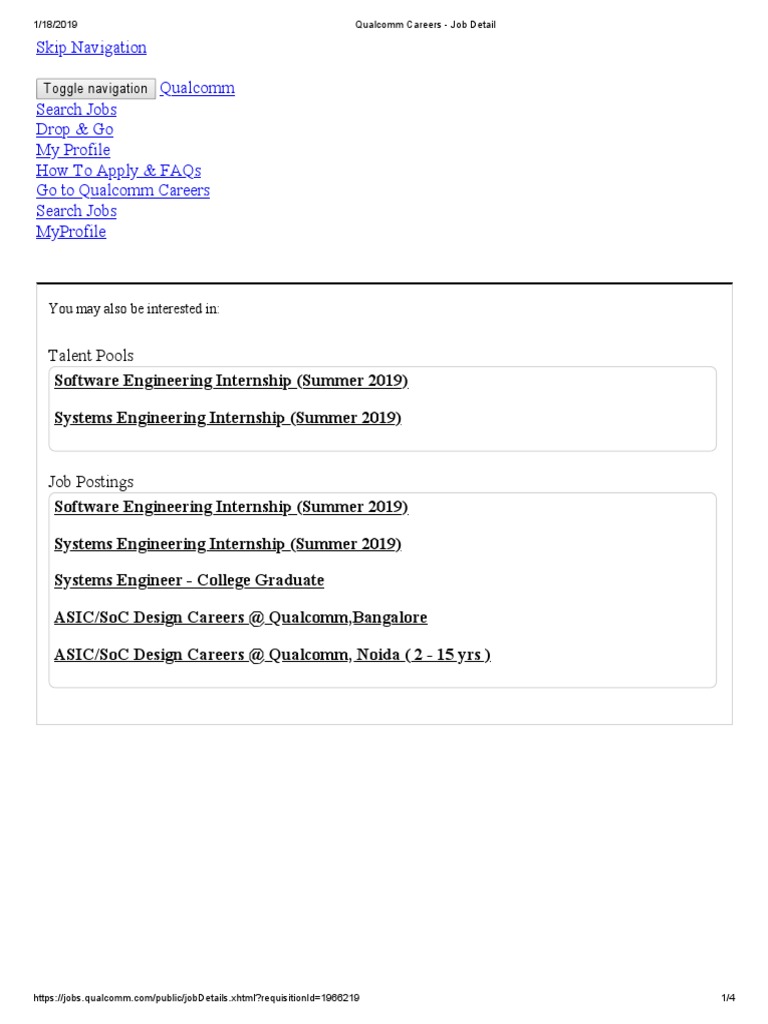 Qualcomm Careers - Job Detail | PDF | System On A Chip | Digital Technology
