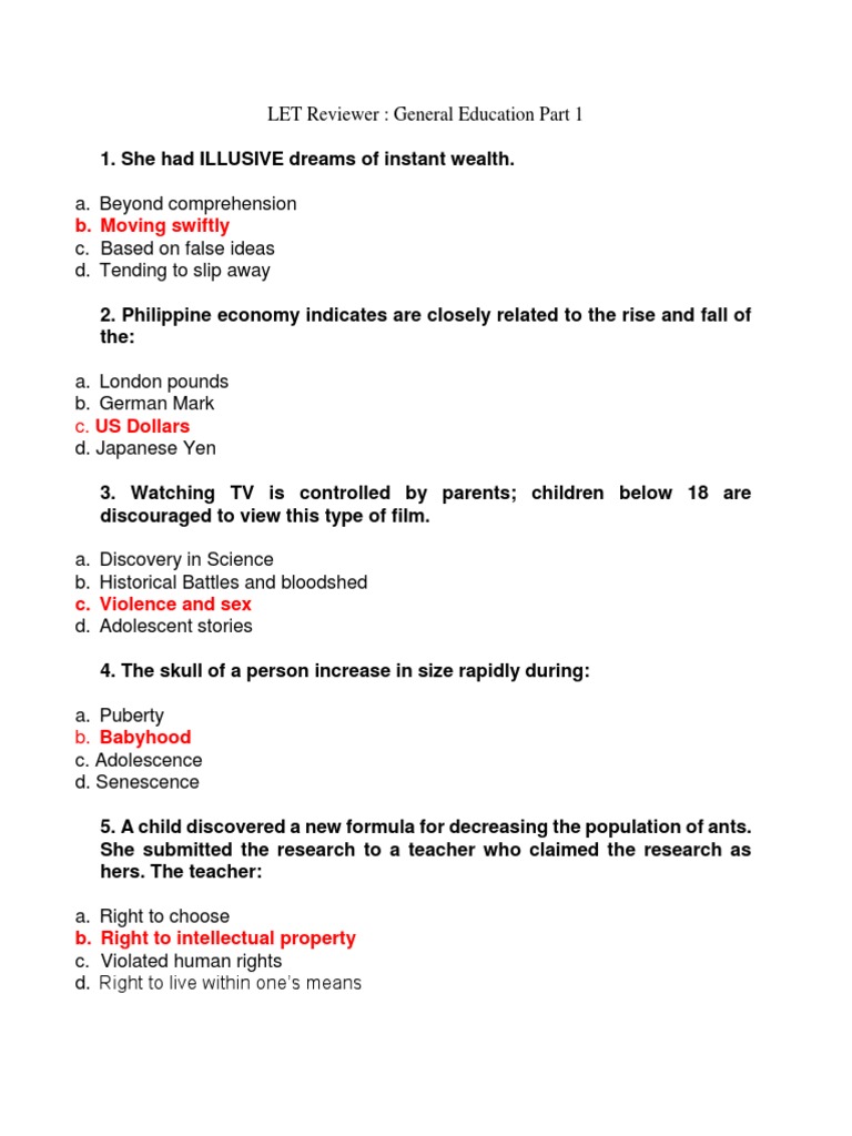 LET Reviewer General Education Part 1 | PDF | Hiv/Aids | Rape