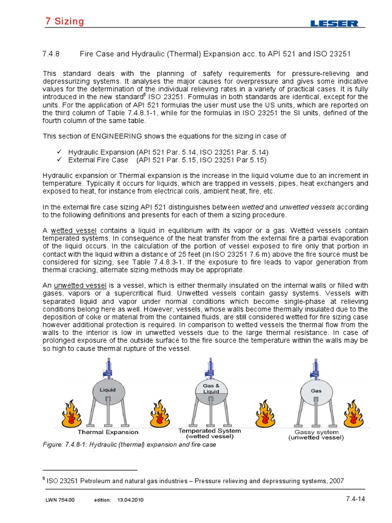 Fire Case and Hydraulic Thermal Expansion Acc To API 521 and ISO 23251 ...