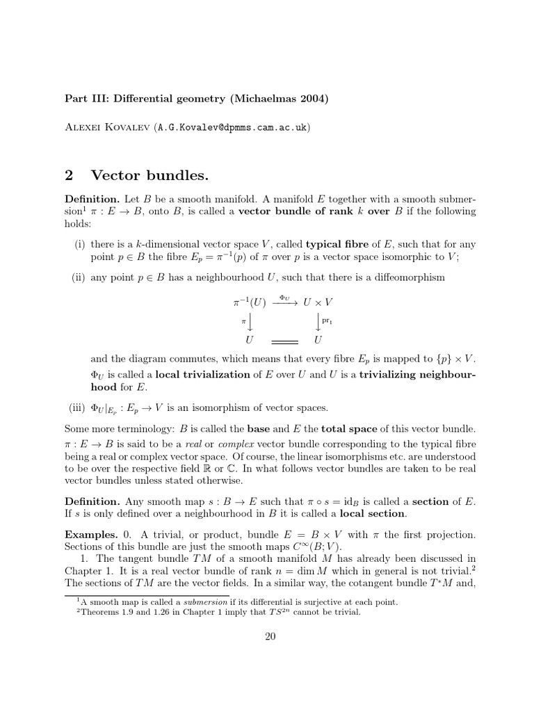 Vector Bundles | PDF | Differentiable Manifold | Differential Form