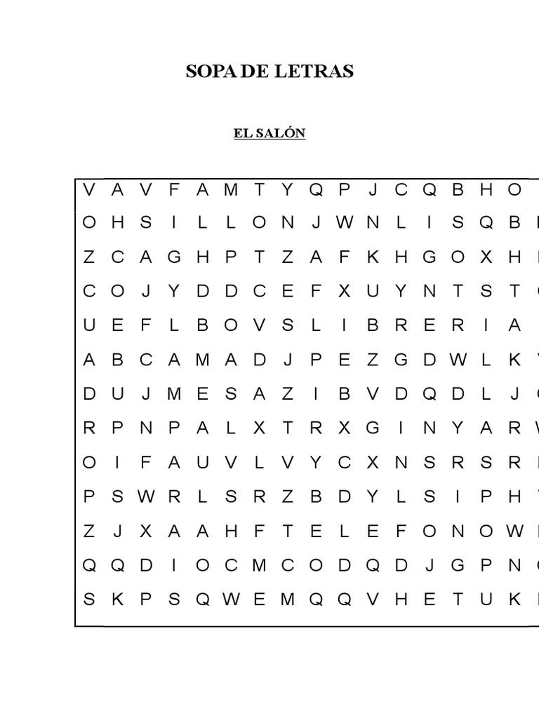Sopa de Letra - El Salon | PDF | Artes del Lenguaje y Comunicación ...