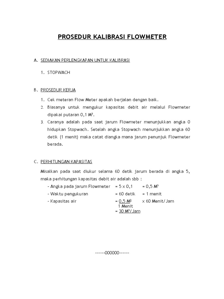 Prosedur Kalibrasi Flowmeter | PDF