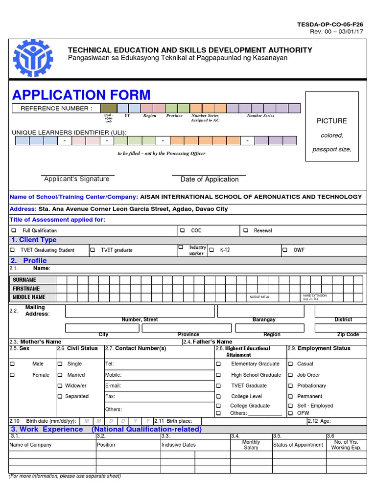 AC Application Form 2017 | PDF | Behavior Modification | Learning