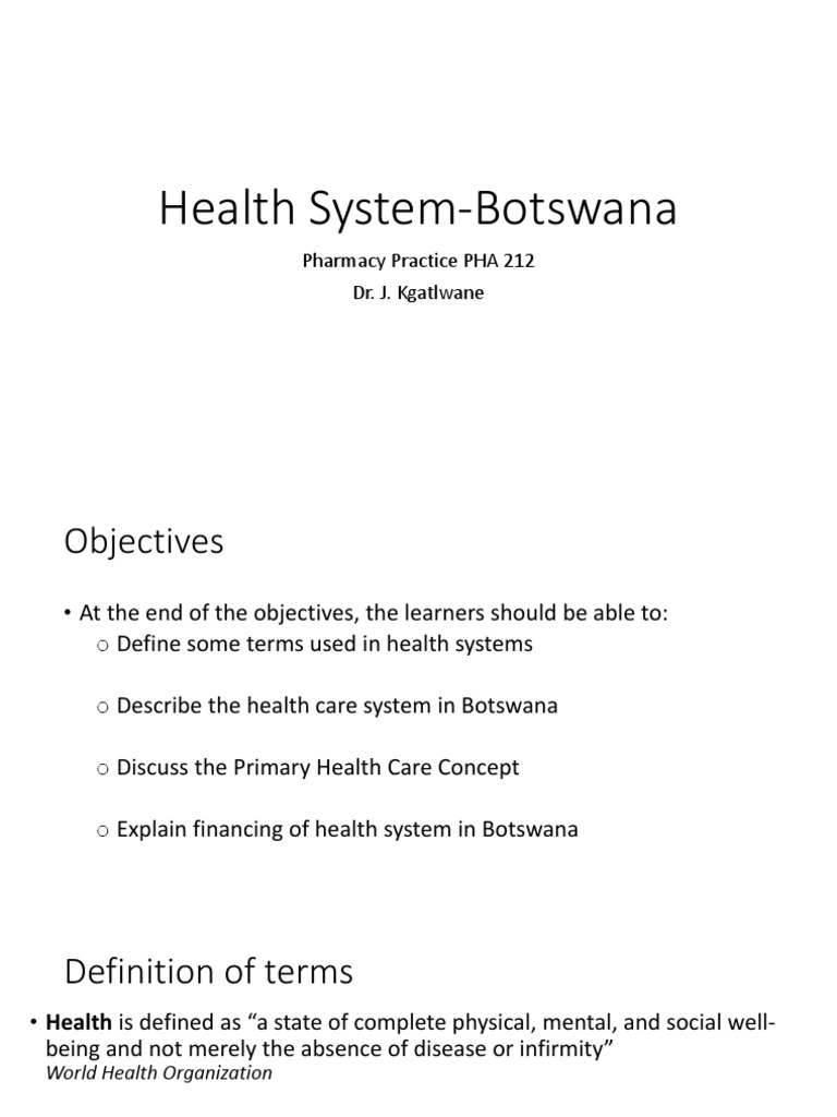 Overview of Botswana's Health System | PDF | Health Care | Health ...