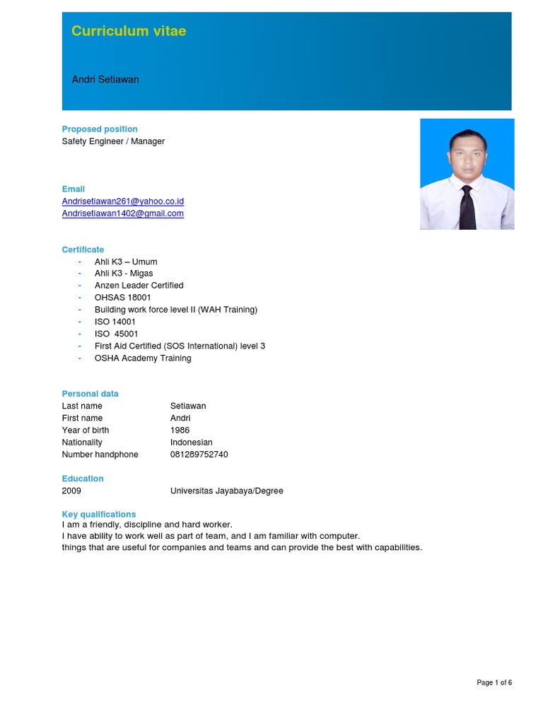 CV - Andri Setiawan | PDF | Construction Management | General Contractor