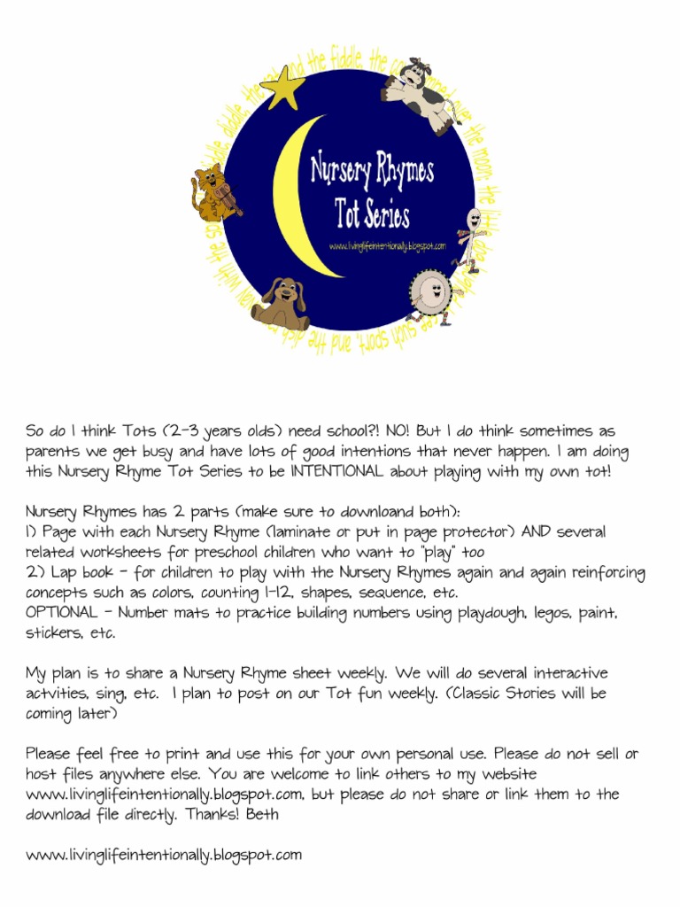 Nursery Rhyme Lapbook - 17 Pages PDF | PDF