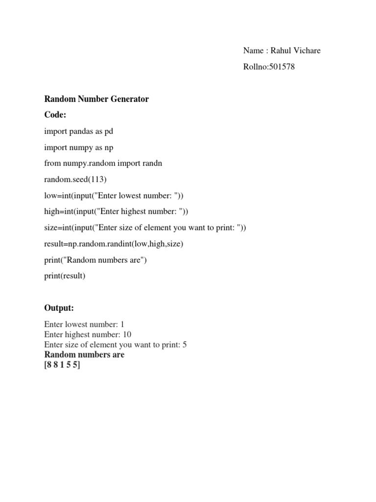 Random Number Genrator | PDF