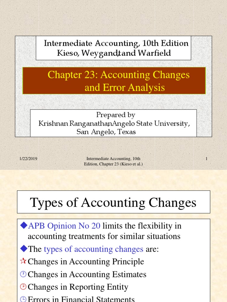 Chapter 23: Accounting Changes and Error Analysis: Intermediate ...