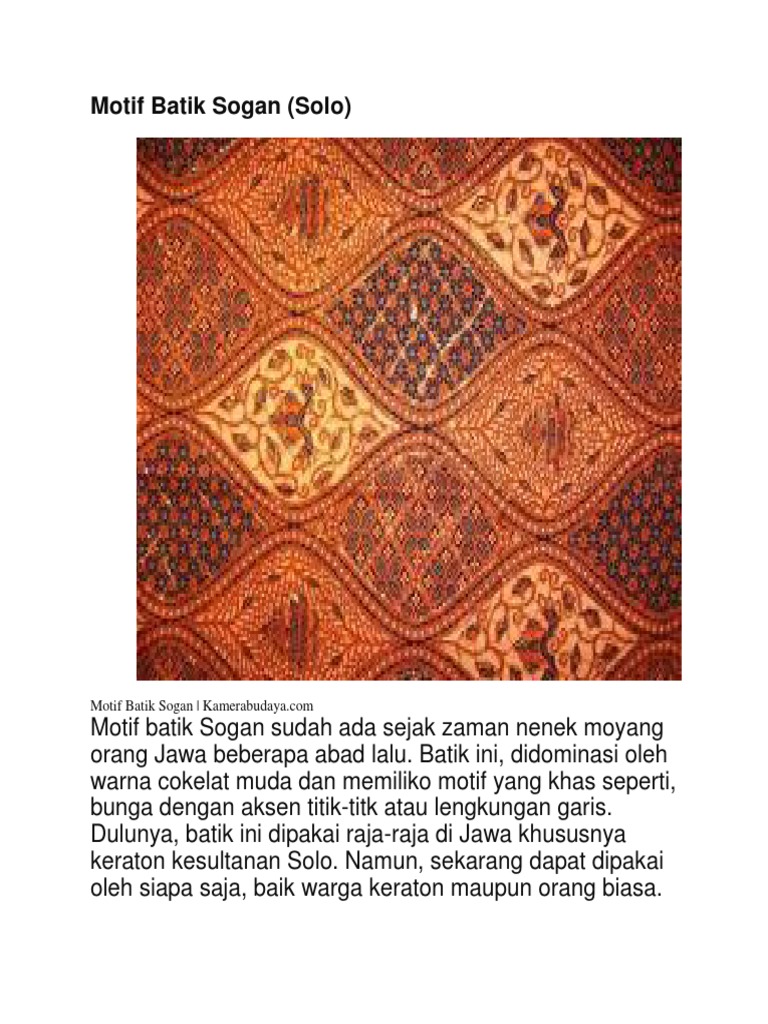 Motif Batik Sogan | PDF