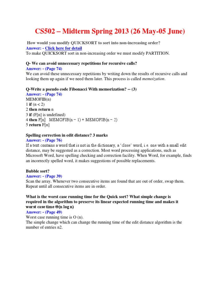 CS502 - Midterm Solved Subjective With References by Moaaz | PDF | Time ...