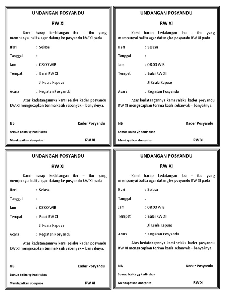 Undangan Posyandu | PDF