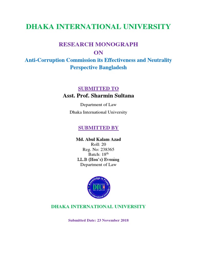 Dhaka International University: Research Monograph ON | Download Free ...