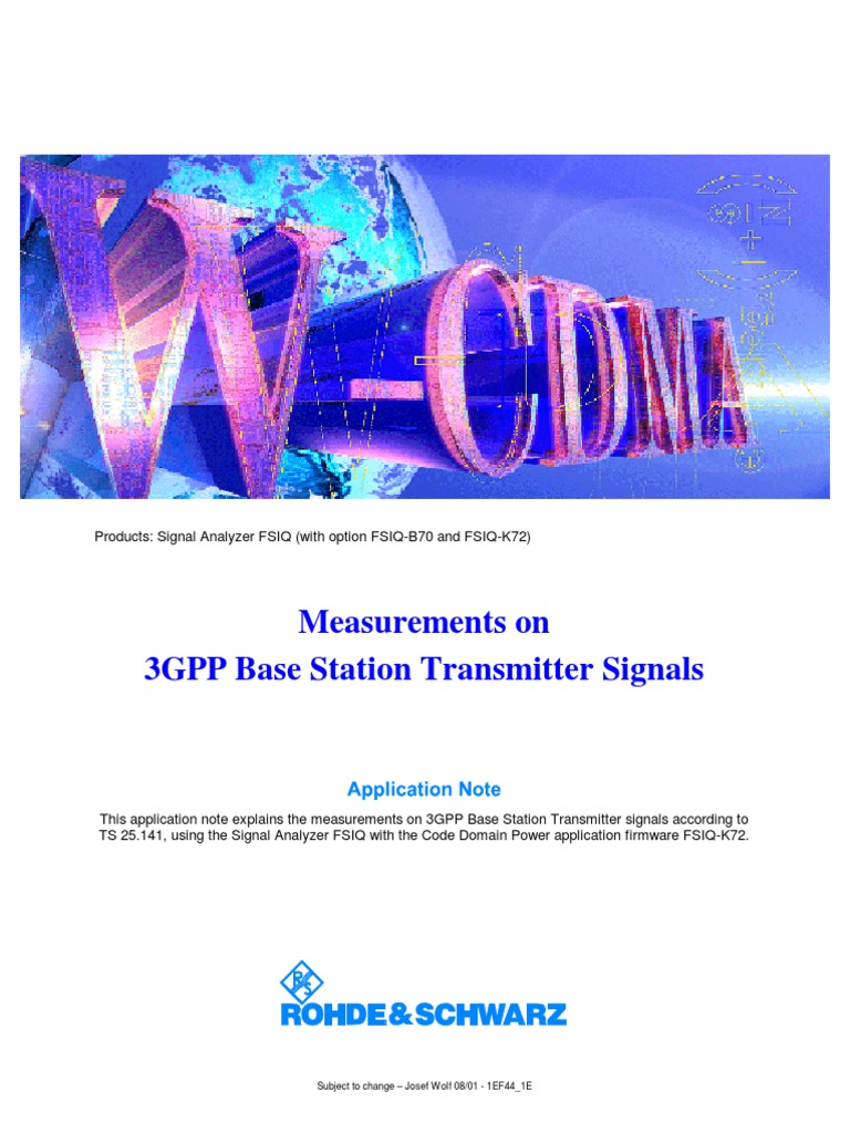 Measurements On 3GPP Base Station Transmitter Signals: Subject To ...