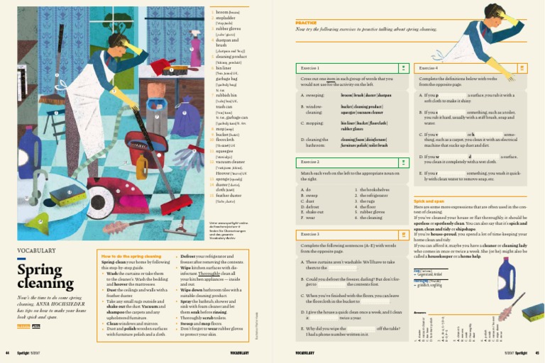 Spring Cleaning Vocabulary Guide | PDF | Vacuum Cleaner | Bathroom