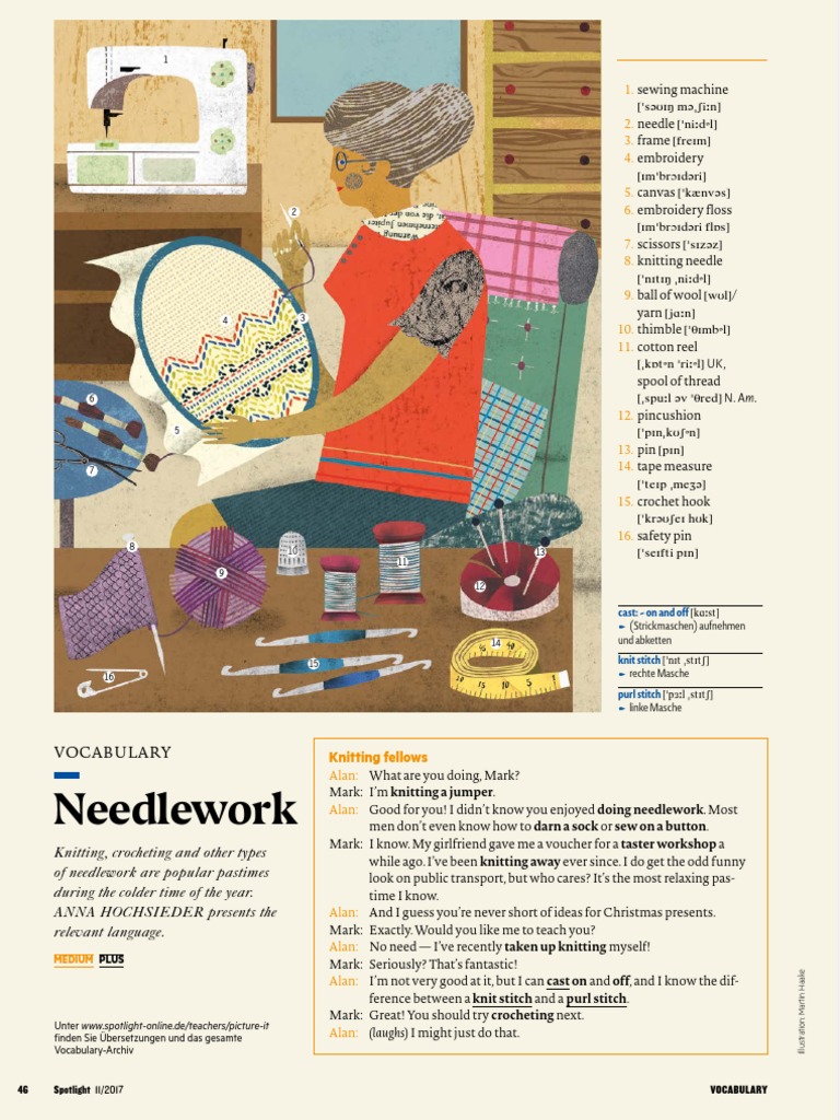 Needlework - English Vocabulary | PDF | Knitting | Quilting