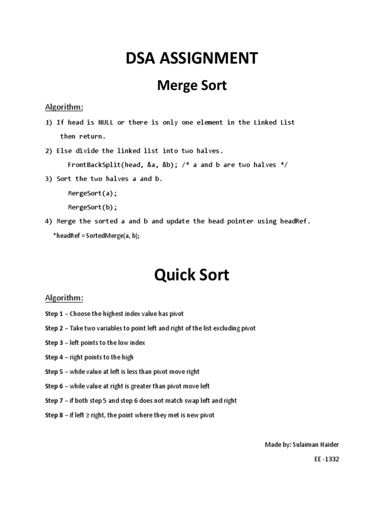 Dsa Assignment | PDF