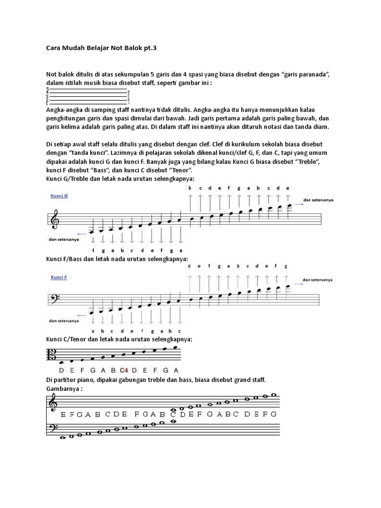 Cara Mudah Belajar Not Balok | PDF