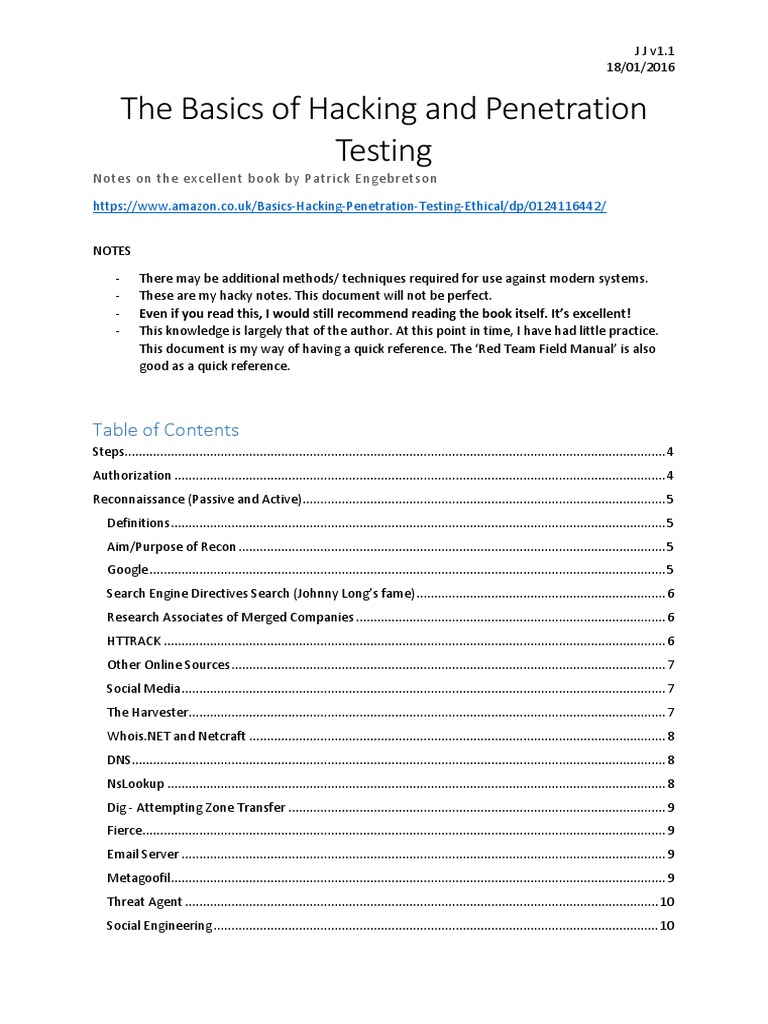 The Basics of Hacking and Pen Testing | PDF | Transmission Control ...